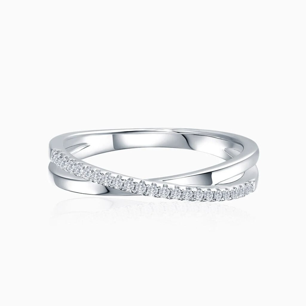 Round Moissanite Twisted Rope Eternity Wedding Band